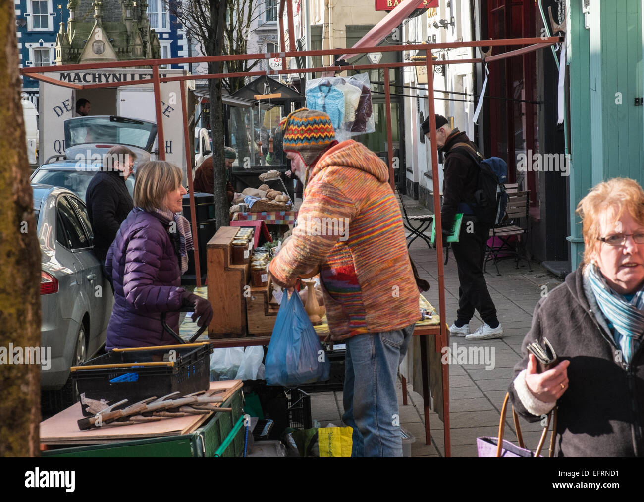 Machynlleth market town on market day held on wednesdays hi-res stock ...