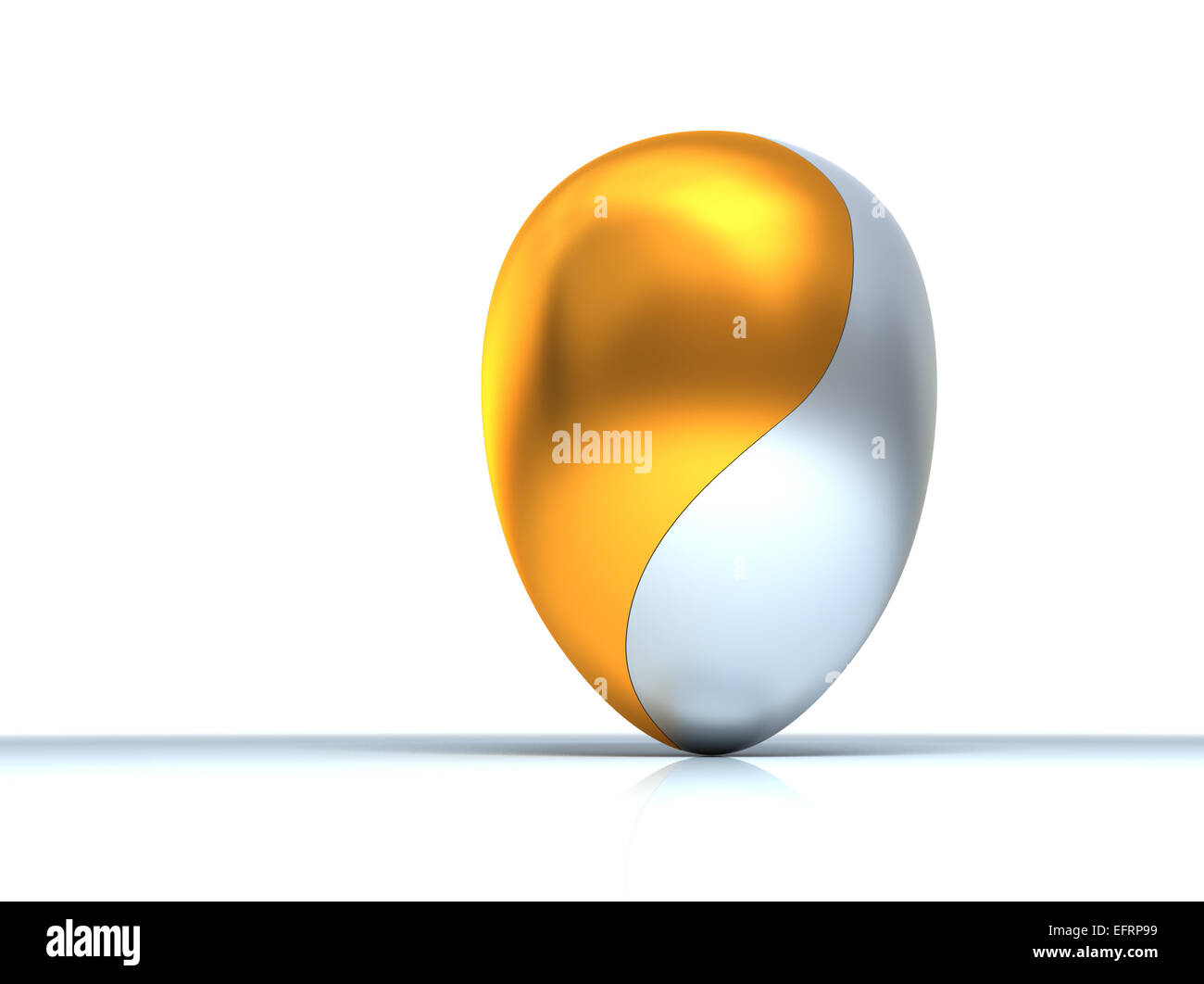 Golden - silver Easter egg with yin-yang symbol. Conceptual 3d ...