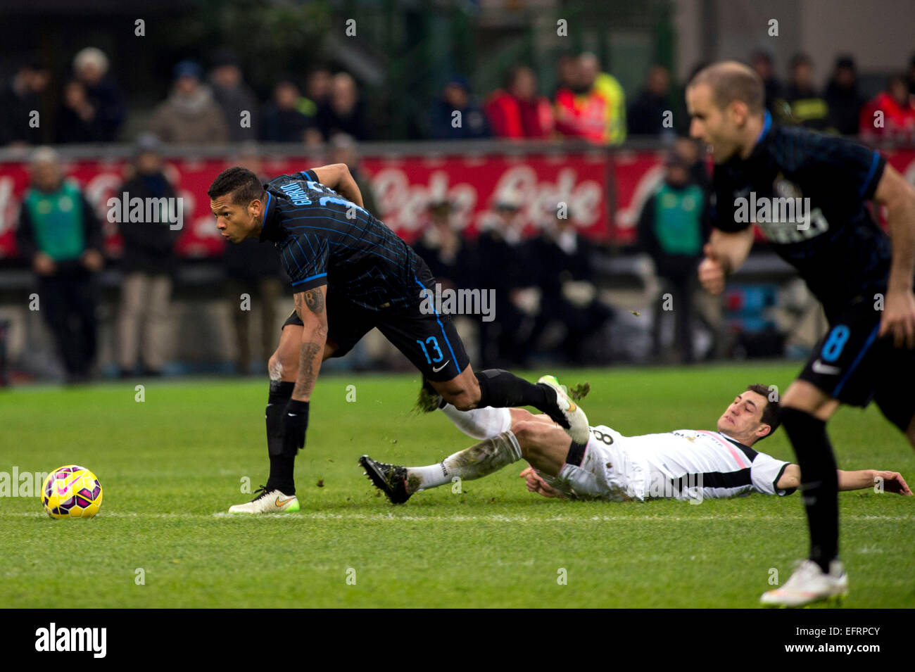 Milan, Italy. 8th Feb, 2015. Freddy Guarin (Inter), Mato Jajalo ...