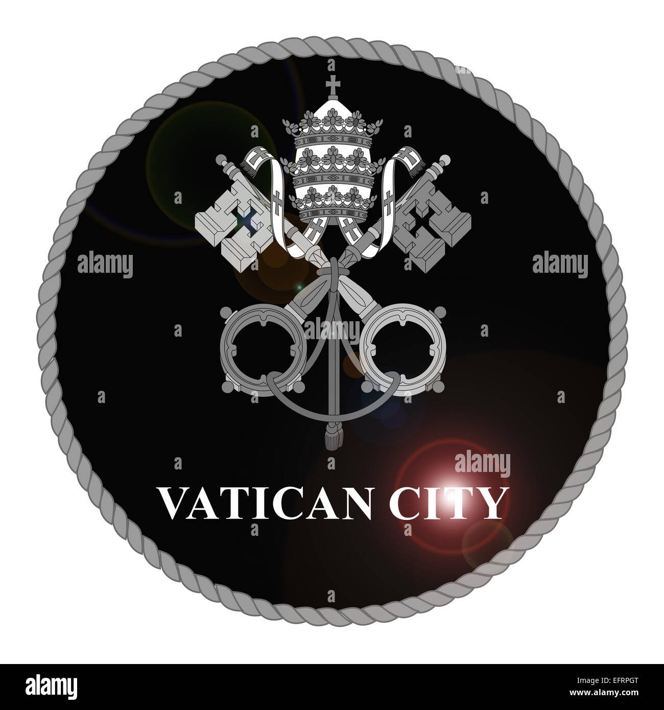 Monochrome Vatican City emblem with lens flare isolated on white ...