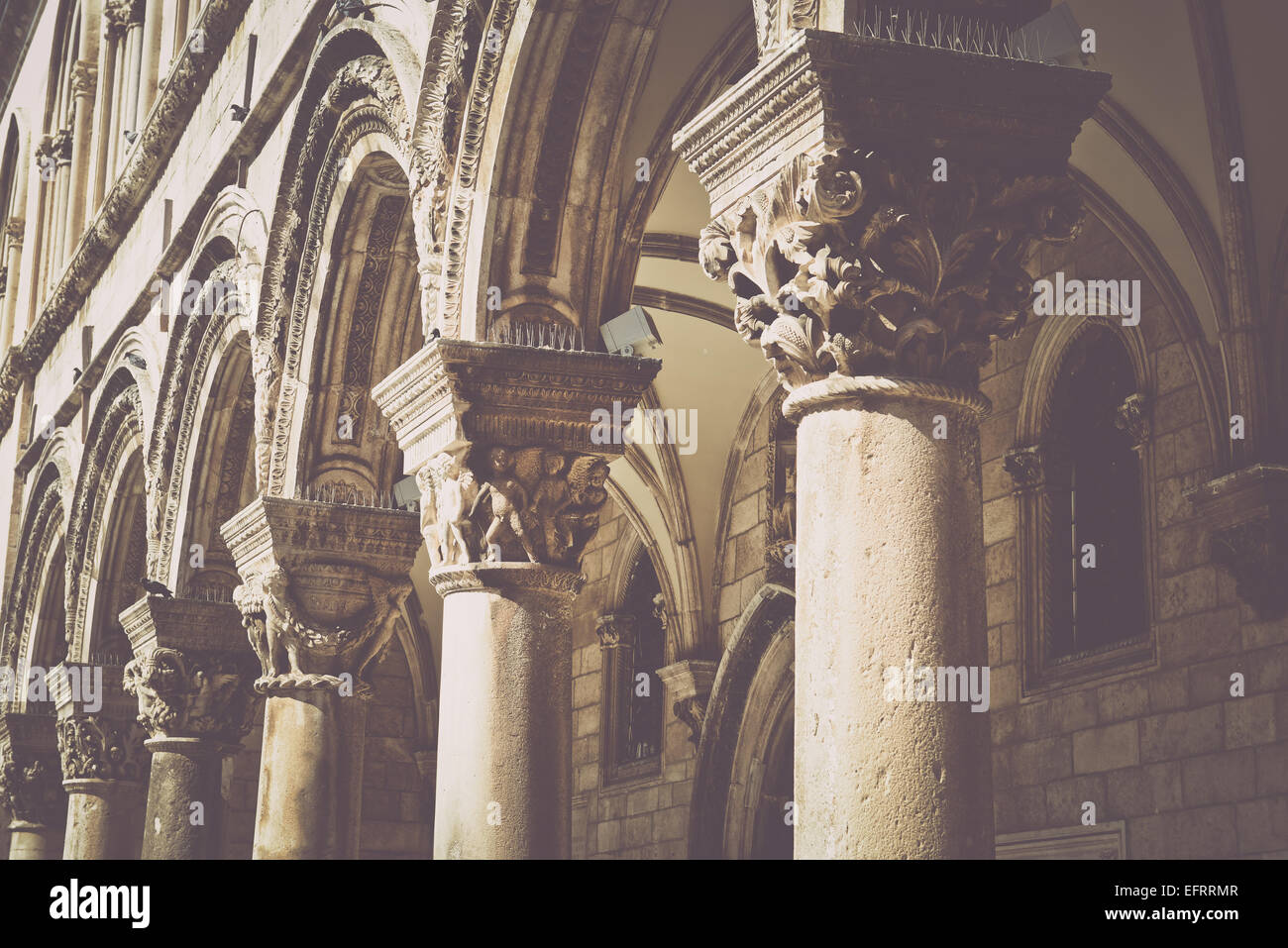 Gothic Stone Pillars in Retro Film Style Stock Photo - Alamy