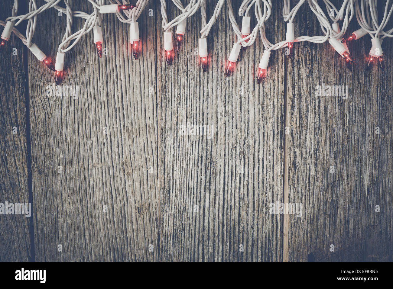 Rustic Wood Background with Red Lights Stock Photo - Alamy