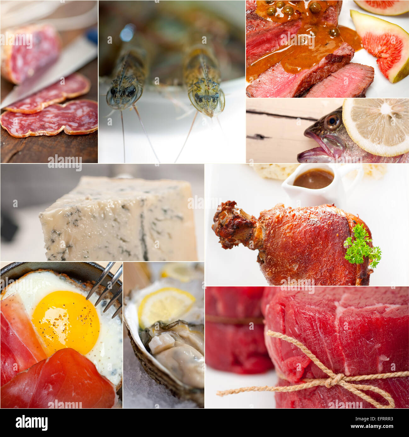 high protein food collection collage nested on white frame Stock Photo ...
