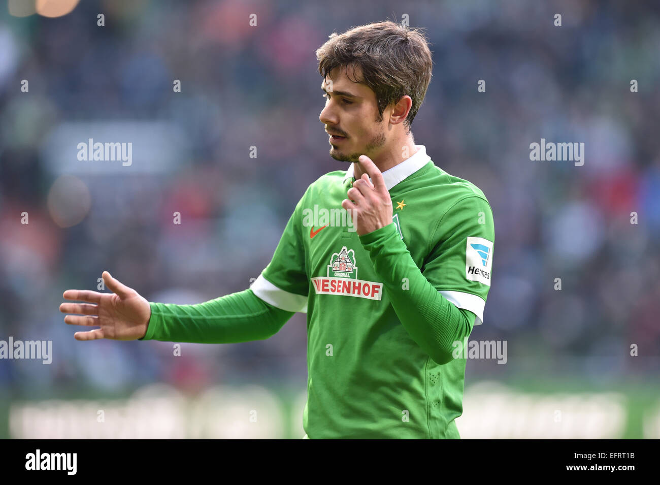 Bremen's Fin Bartels reacts during the Bundesliga soccer match Werder ...