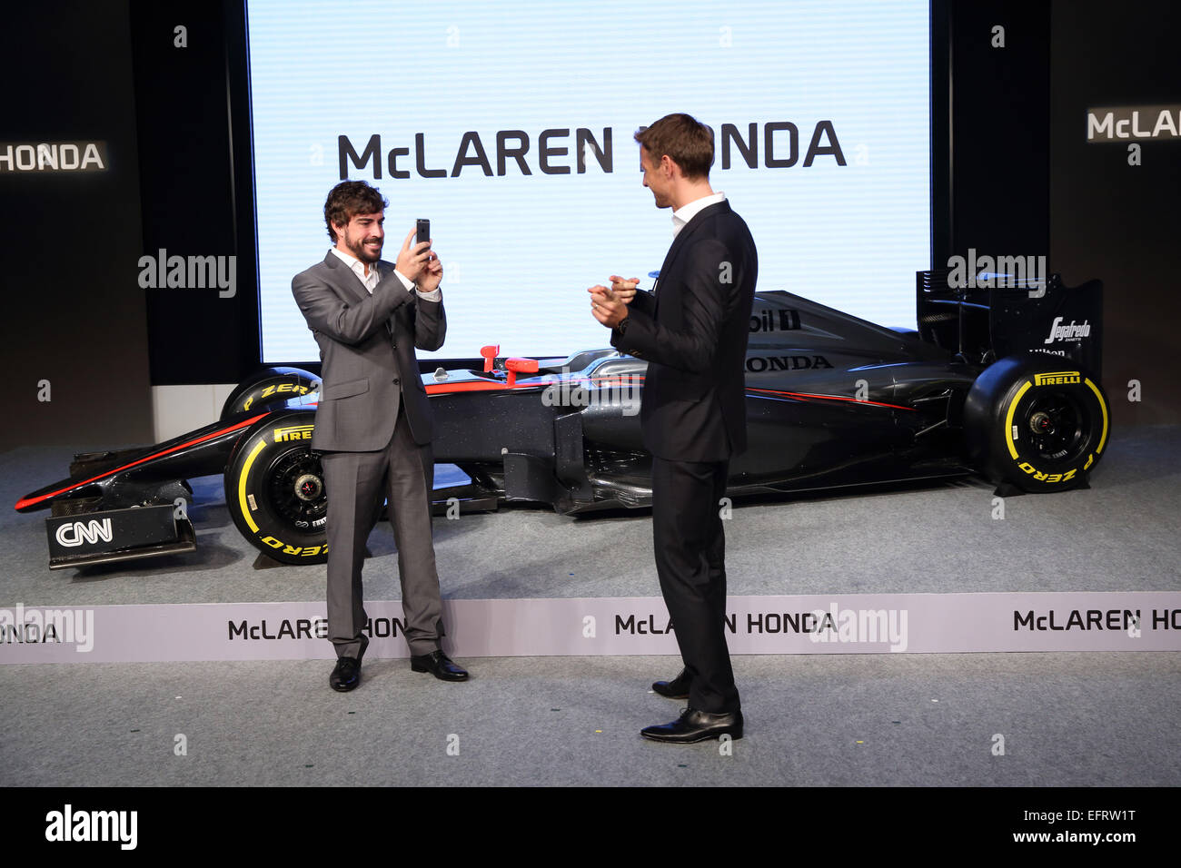 Tokyo, Japan. 10th Feb, 2015. (L-R) Fernando Alonso, Jenson Button ...