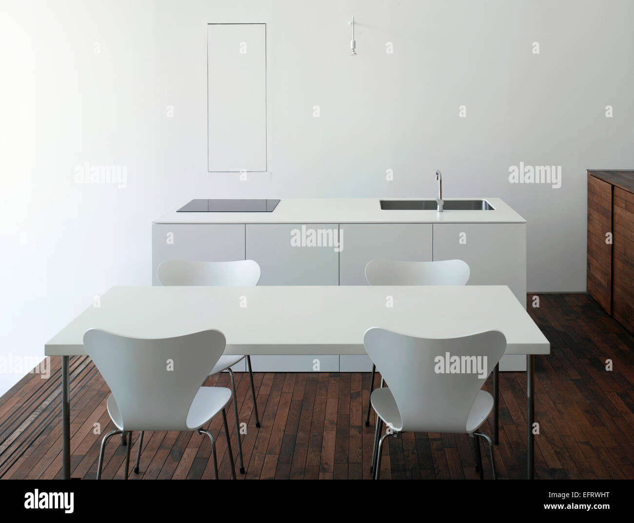 The Stage House, Interior view of kitchen and dining assembly Stock ...