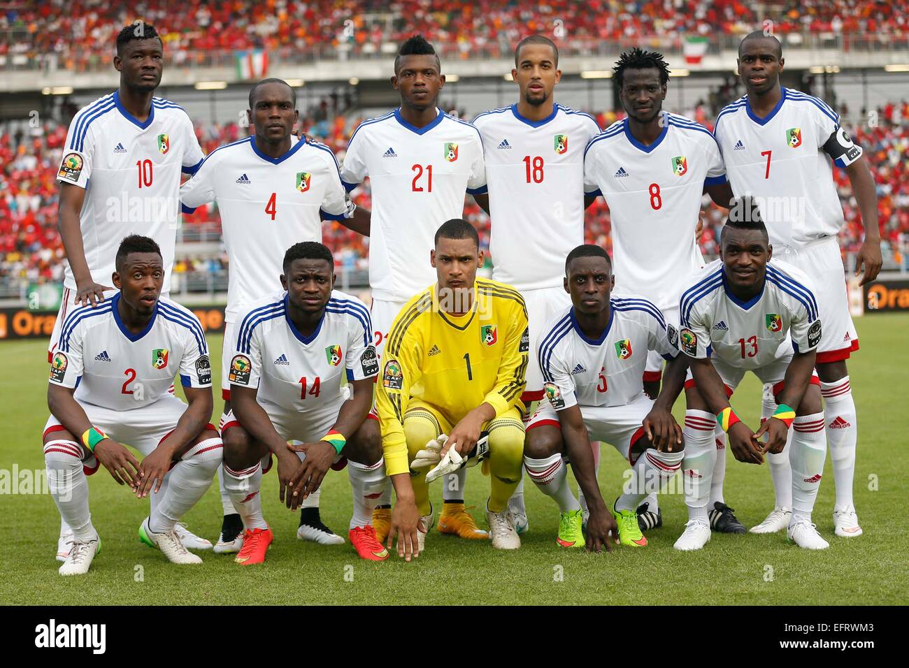 Congo Brazzaville National team line up against hosts Equatorial Guinea ...