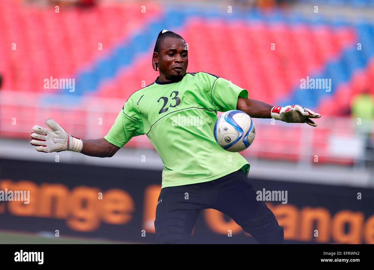 D R Congo goalkeeper Muteba Kidiaba in action during their AFCON 2015 ...