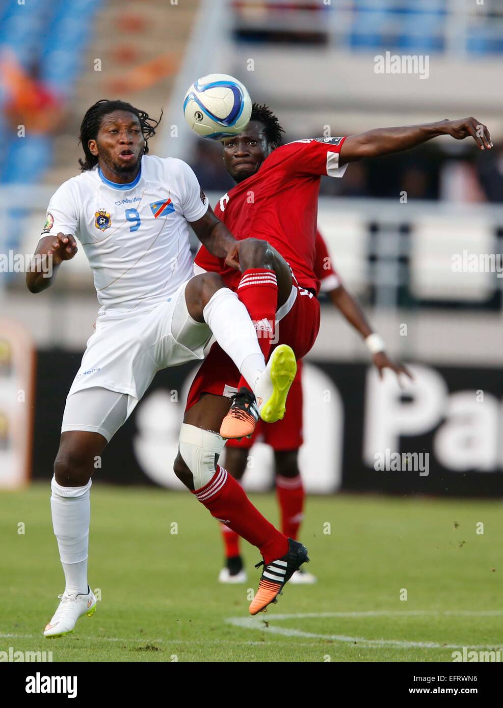 Mbokani Grace of DR Congo shields the ball from Delvin Ndinga of Congo ...