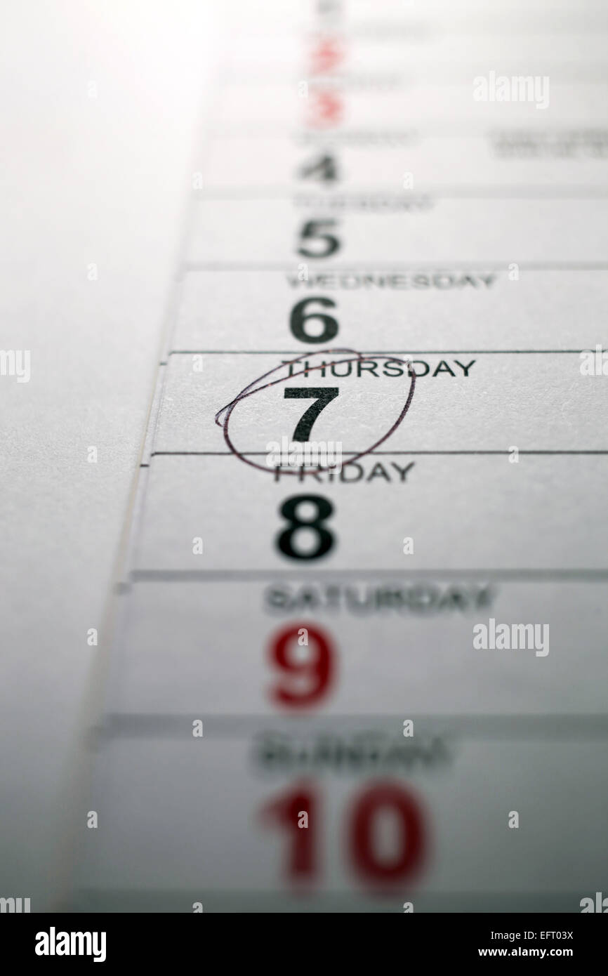 A calender showing the date of the forthcoming UK general election ...