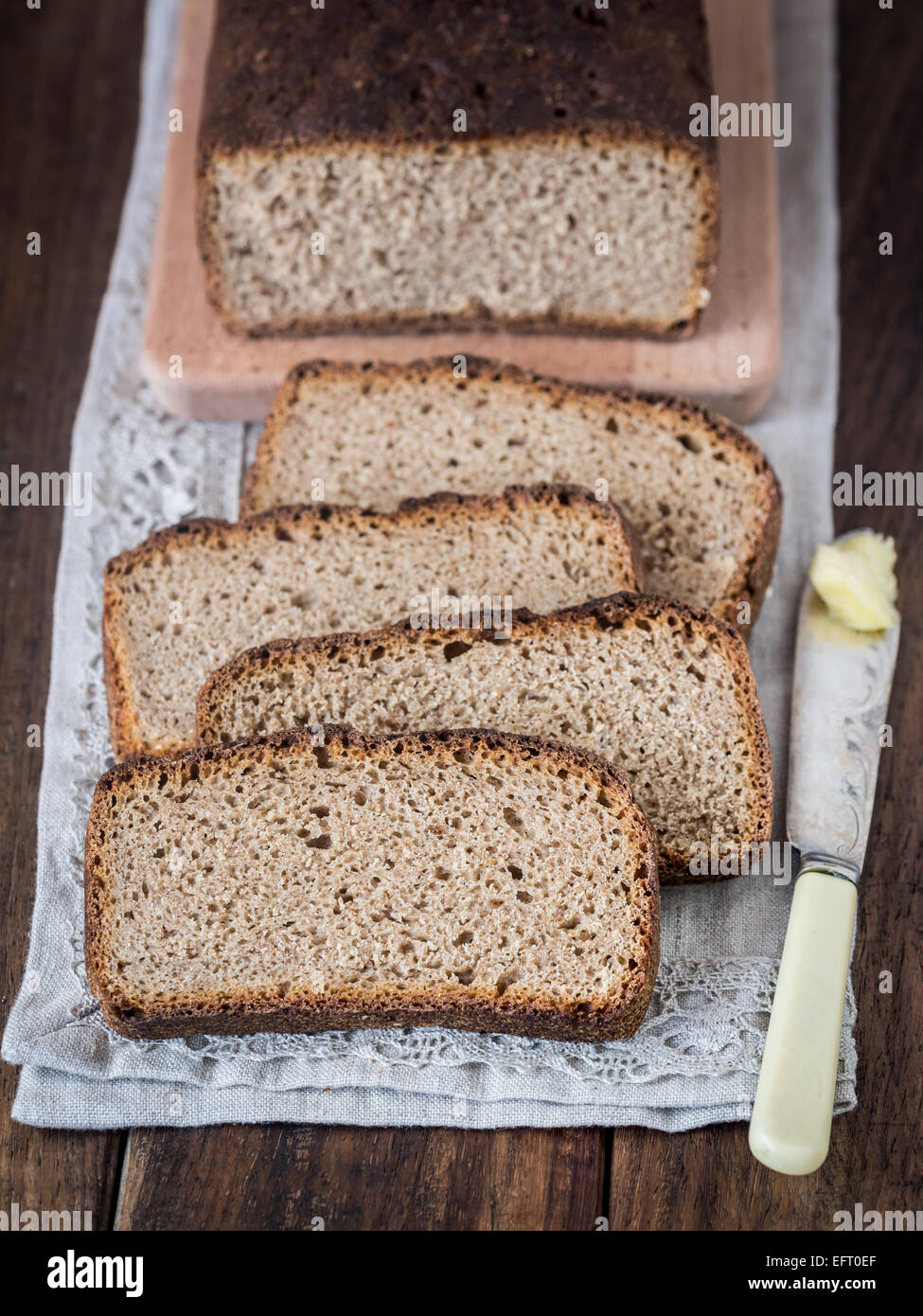 Homemade whole grain rye sourdough bread, sliced Stock Photo - Alamy