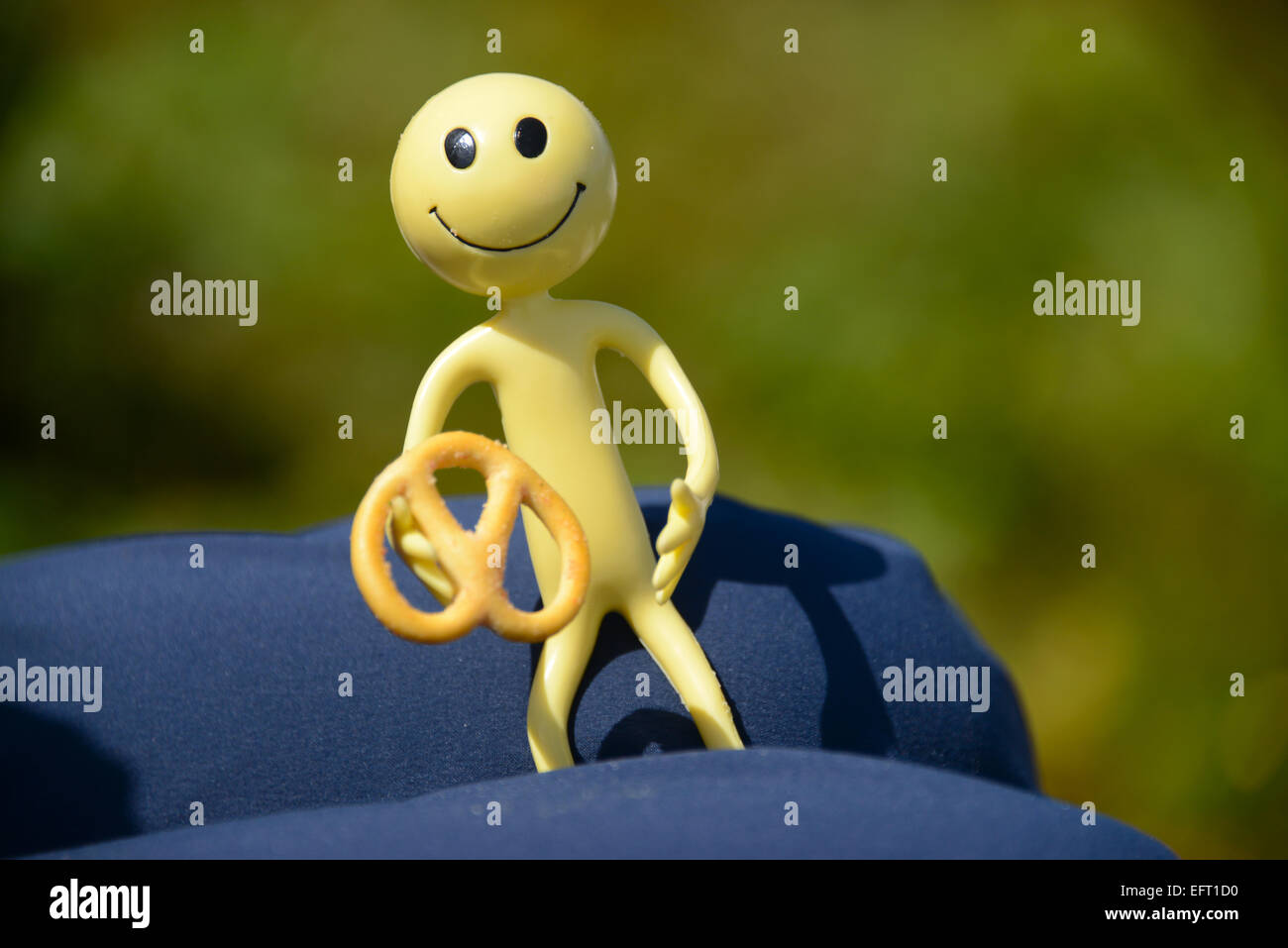 Yellow Smiley Man on holiday in the Outer Hebrides - Here he's Stock ...