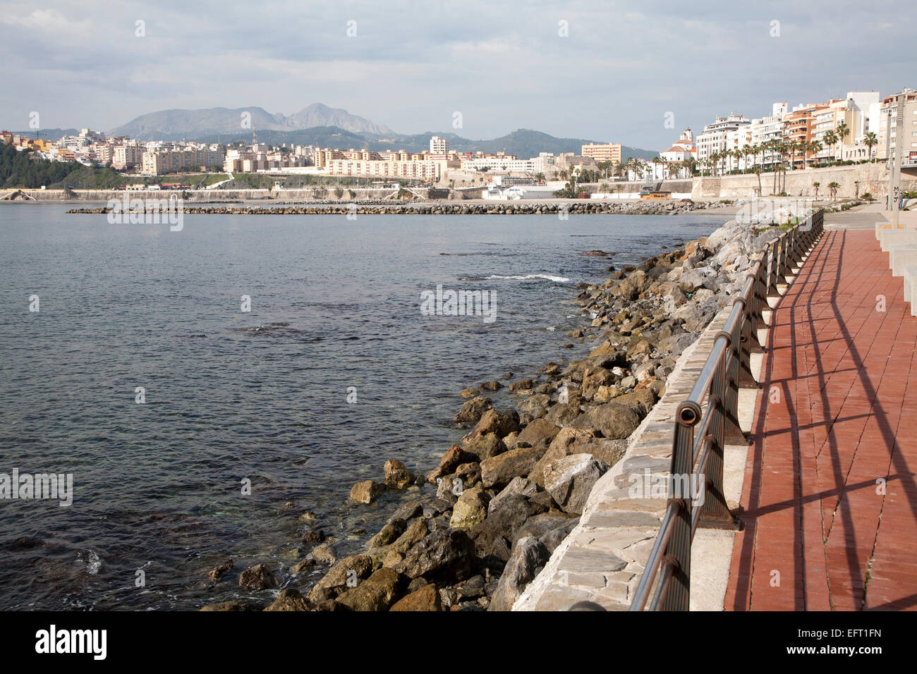 Coast beach Calle Independencia, Ceuta, Spanish territory in north ...