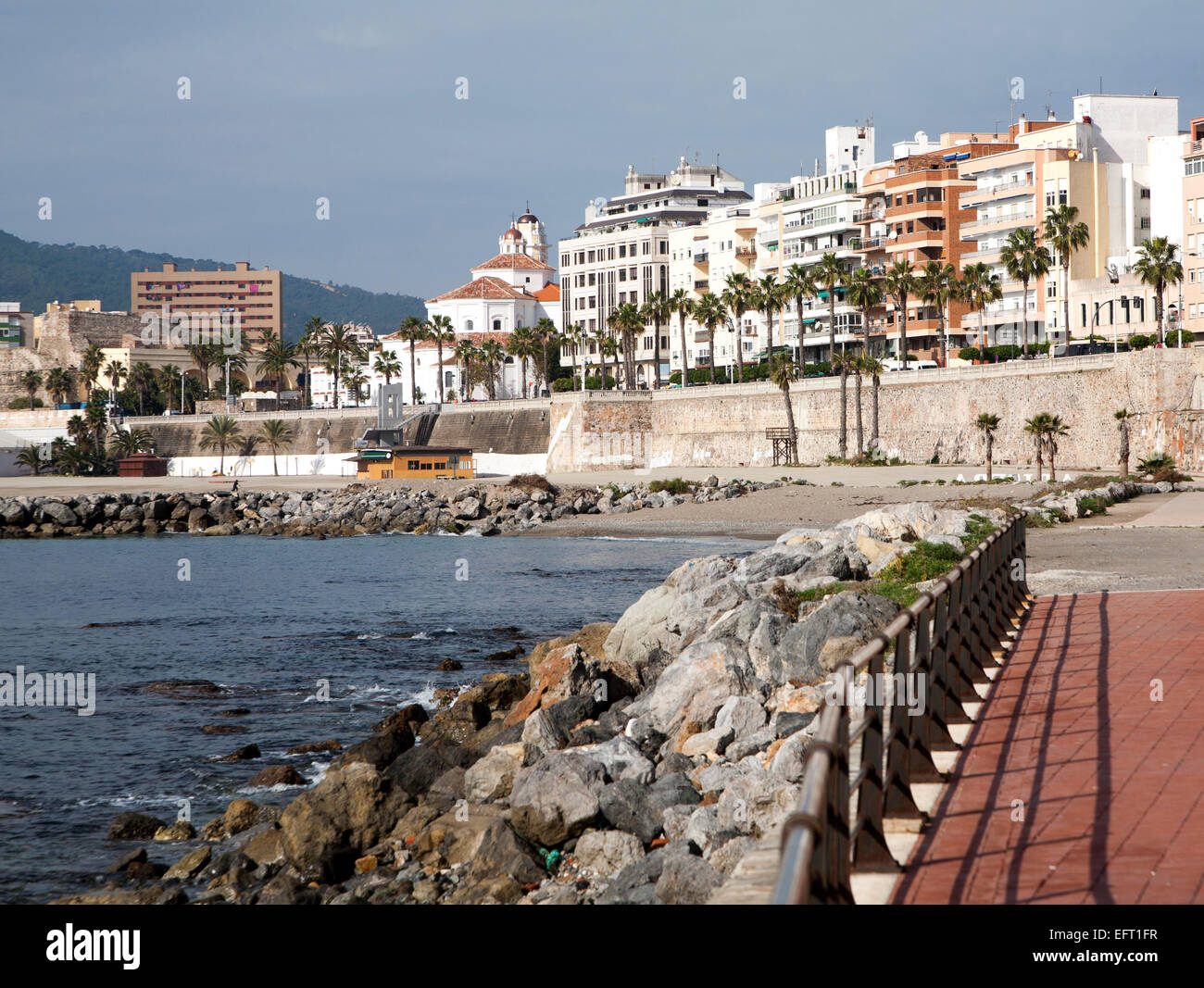 Sandy beach Calle Independencia, Ceuta, Spanish territory in north ...