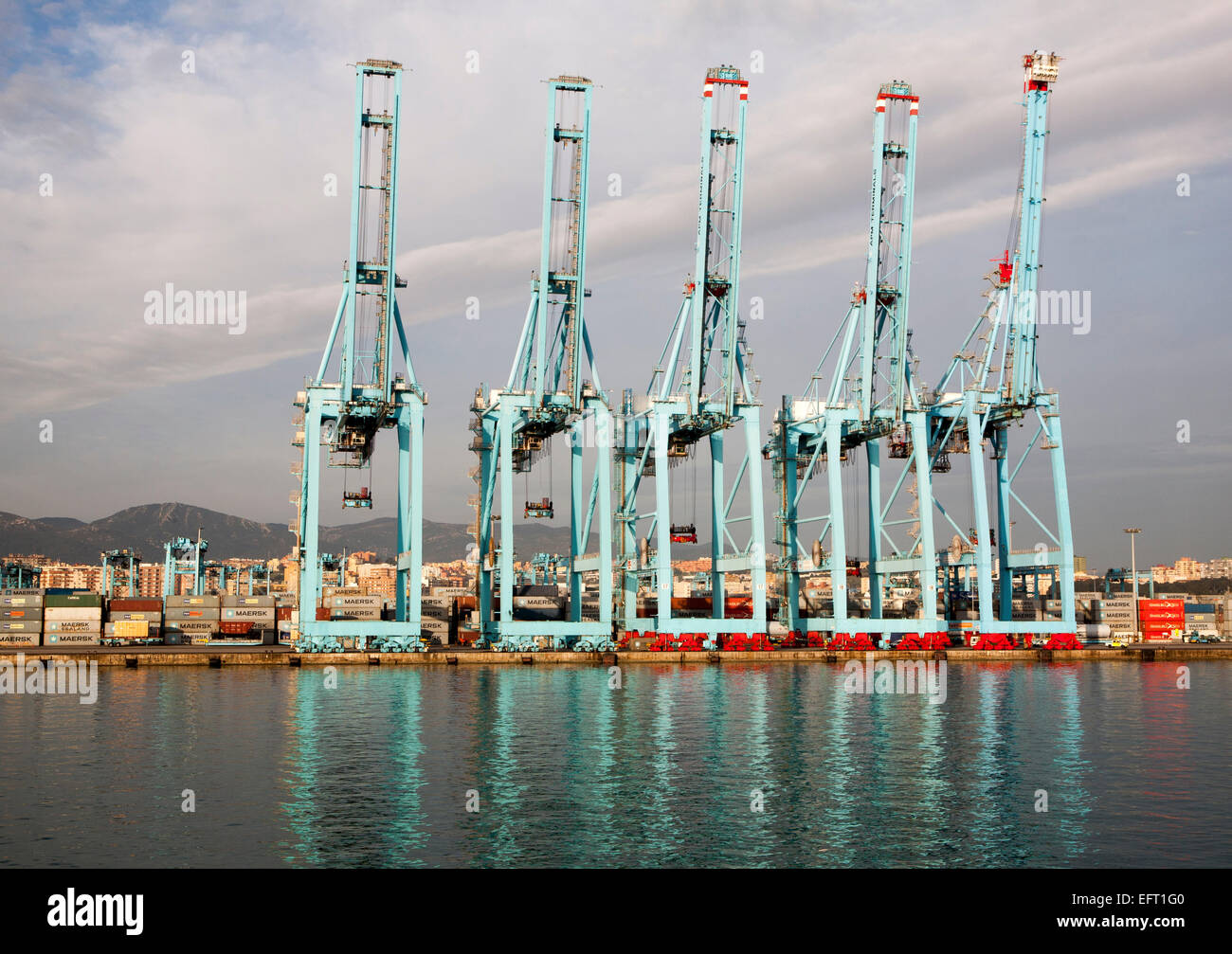 Large cranes APM Terminals container ship port at Algeciras, Cadiz ...