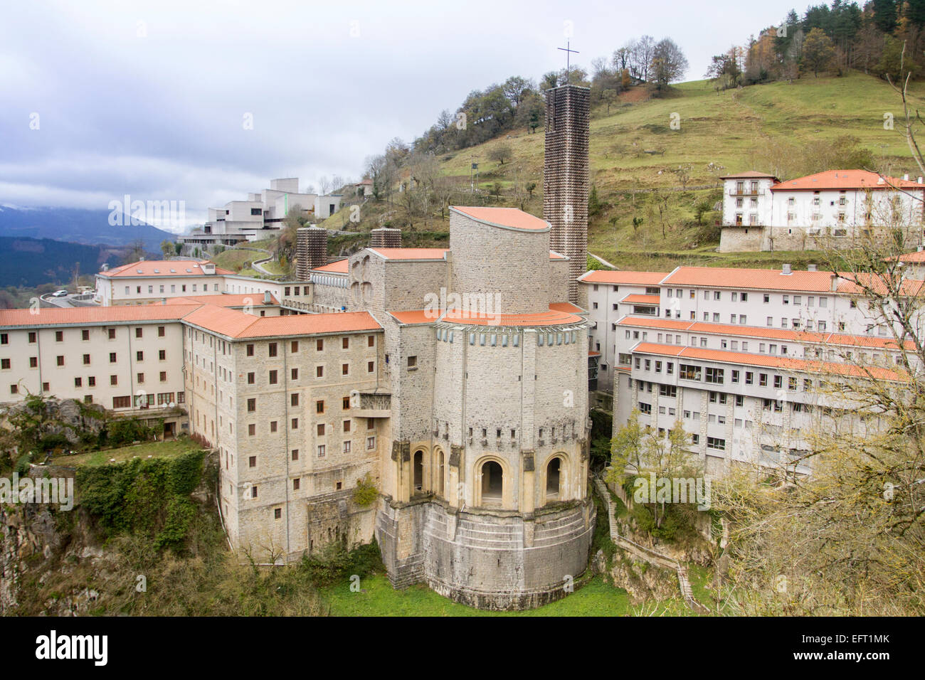 Panoramic view of Arantzazu sanctuary, Basque Country Stock Photo - Alamy