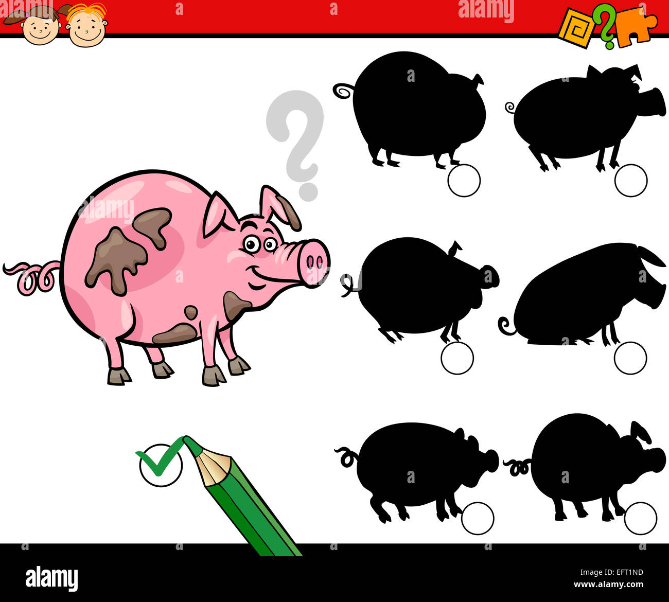 Cartoon Illustration of Education Shadow Matching Game for Preschool ...