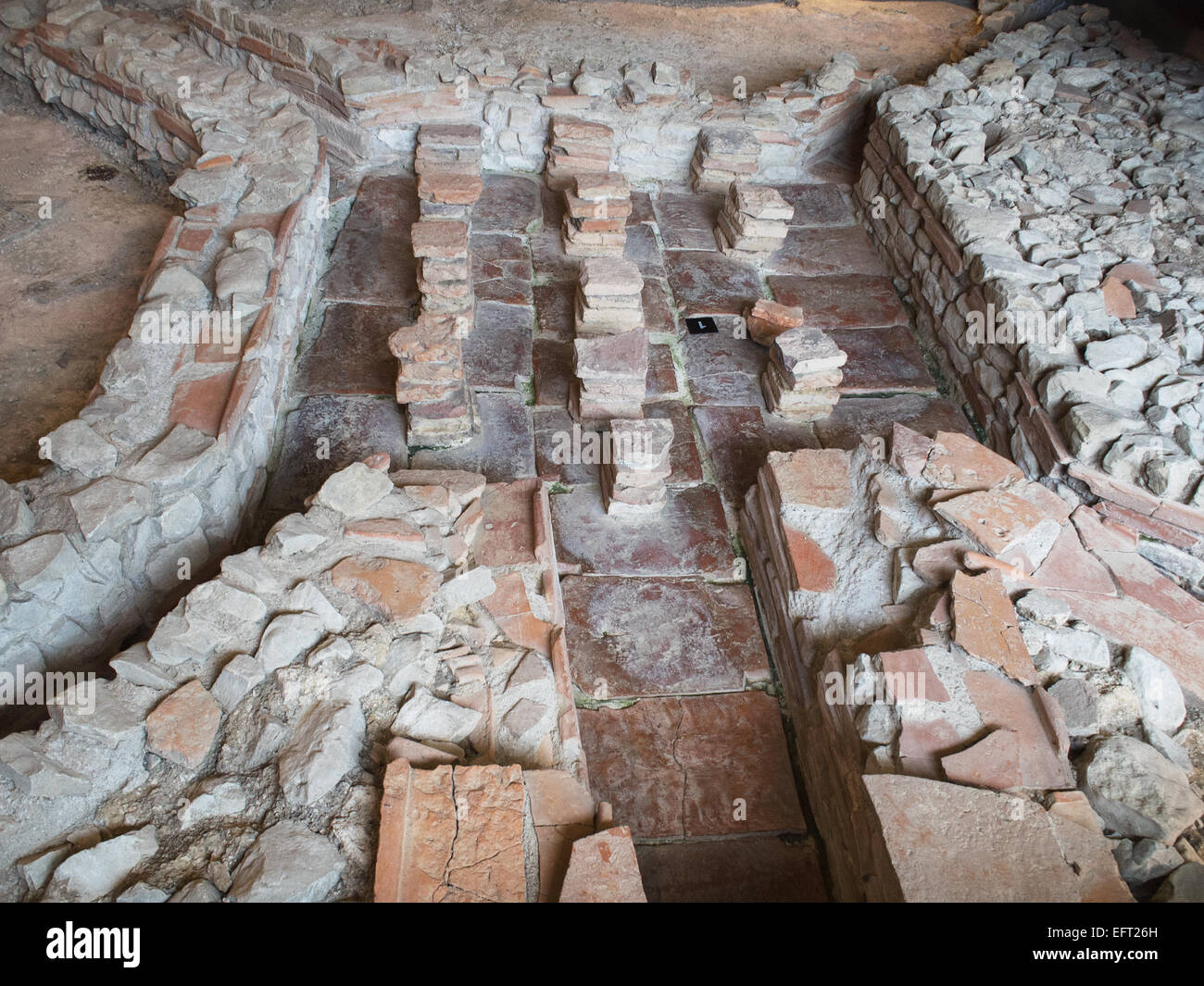 Roman Hypocaust Heating system remains at Fishbourne Roman Palace, Near ...