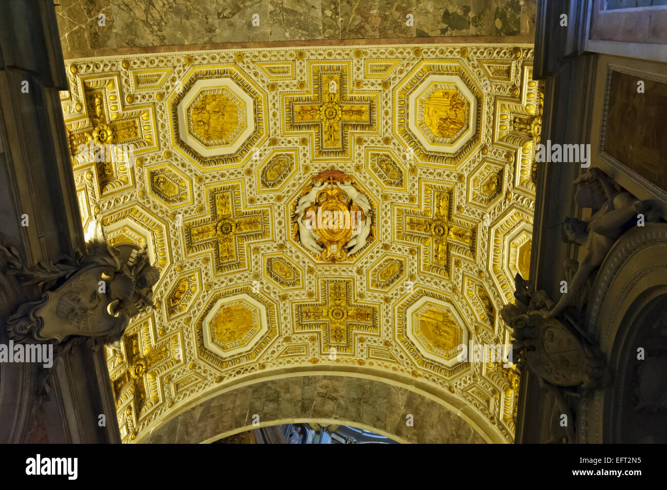 The decorative ceiling of St Peter's Basilica, Vatican, Rome, Italy ...