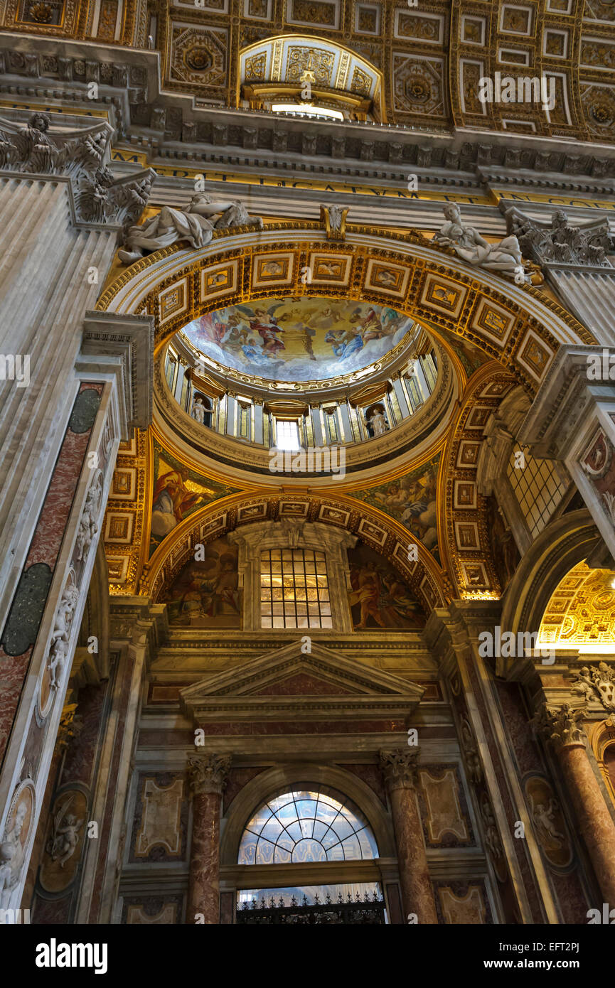 The interior of the dome of the St Peter's Basilica and the beautifully ...