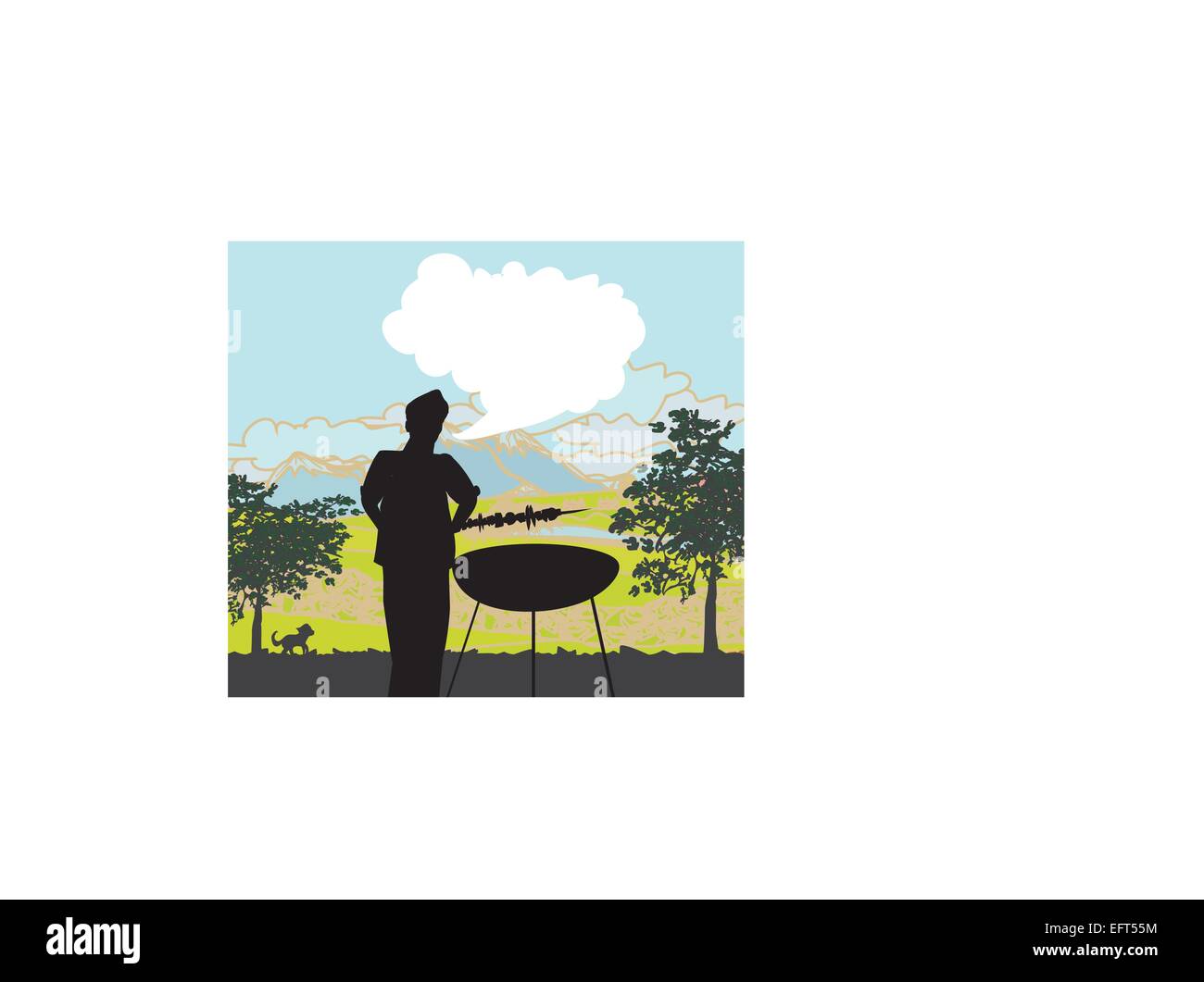 man cooking on his barbecue Invitation Stock Vector Image & Art - Alamy