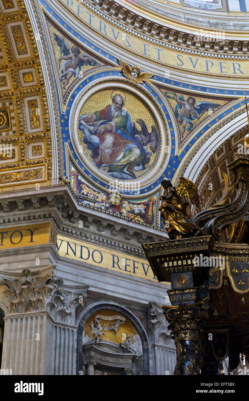 Colourful saintly figures decorating the interior of the St Peter's ...
