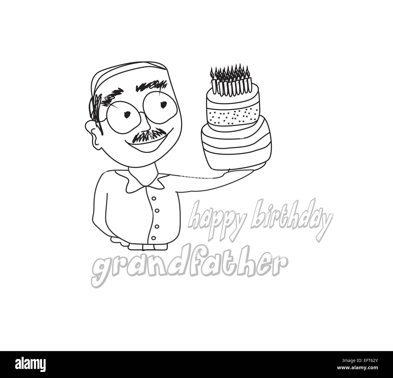Blue birthday cake illustration Black and White Stock Photos & Images ...