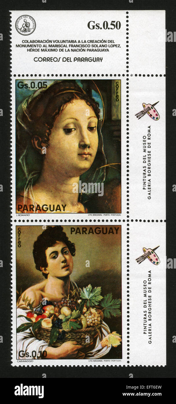Paraguay,post mark,stamp, art, painting Stock Photo - Alamy