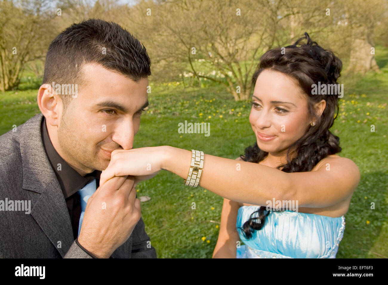 ethnic couple at engagement or wedding. young turkish people together ...