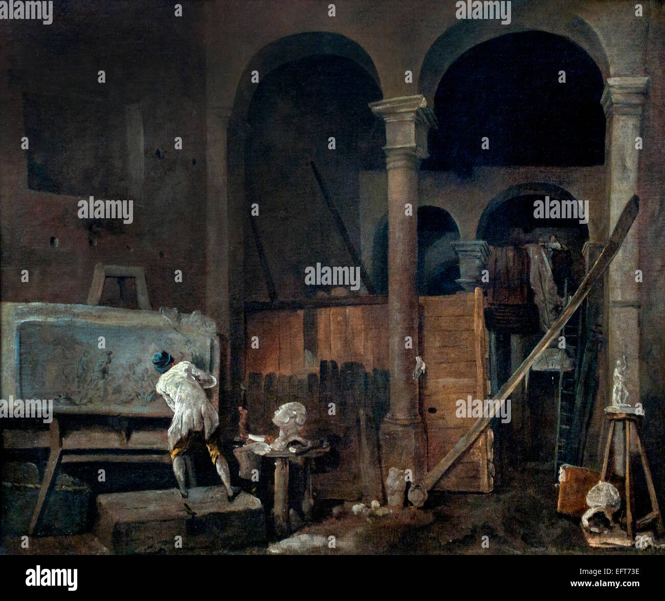 The Artist`s Studio 1760 Hubert Robert (1733-1808) France French Stock ...
