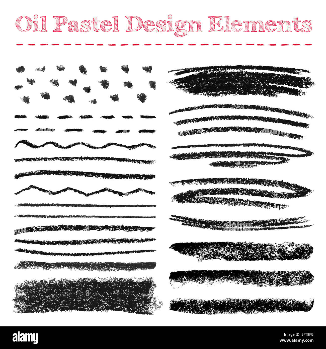 Set of oil pastel brush strokes Stock Photo - Alamy