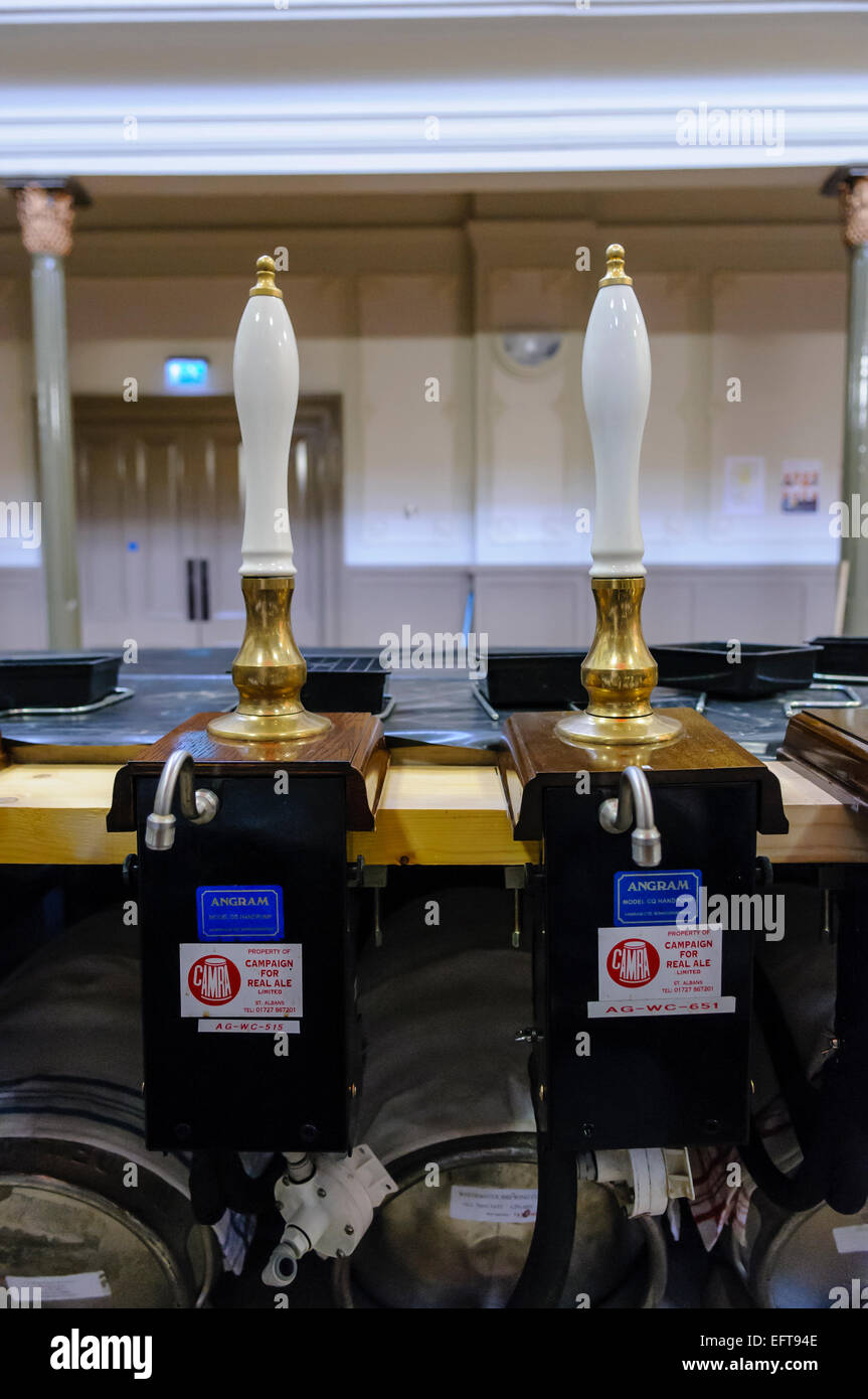 Beer pumps at a CAMRA real ale festival Stock Photo - Alamy