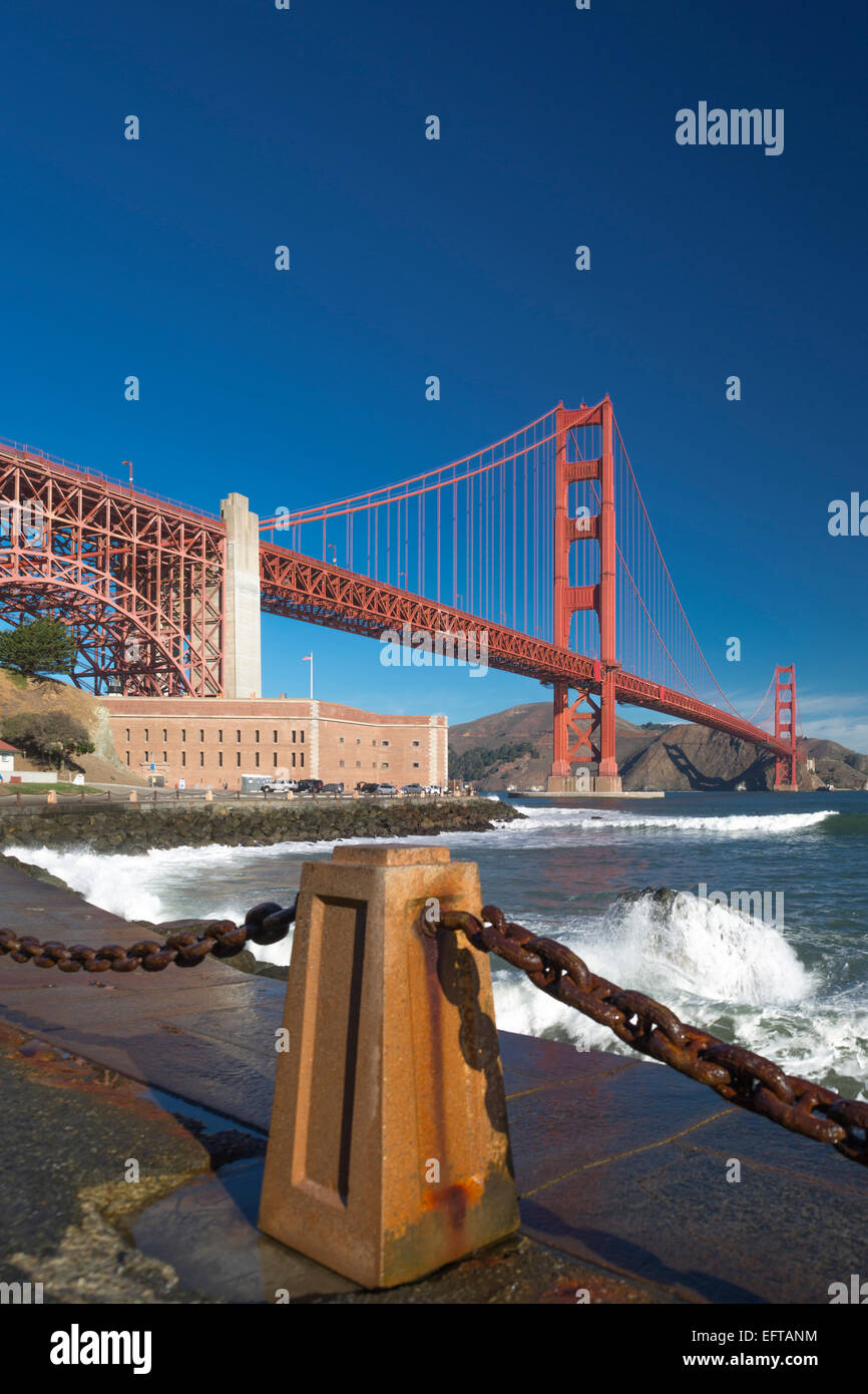 SURF SEAWALL FORT POINT GOLDEN GATE BRIDGE (©JOSEPH STRAUSS 1937) SAN ...