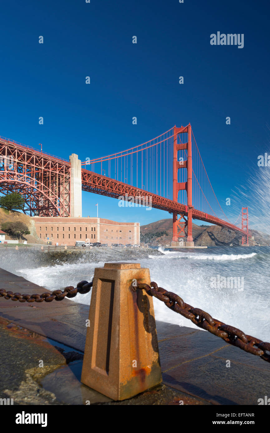 SURF SEAWALL FORT POINT GOLDEN GATE BRIDGE (©JOSEPH STRAUSS 1937) SAN ...