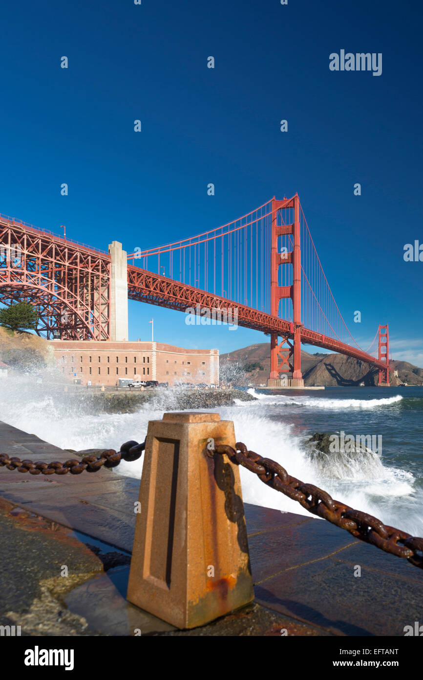 SURF SEAWALL FORT POINT GOLDEN GATE BRIDGE (©JOSEPH STRAUSS 1937) SAN ...