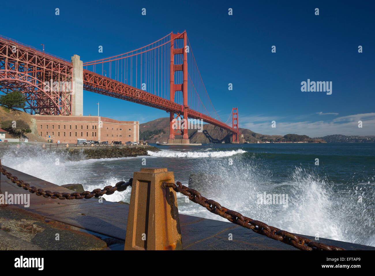 SURF SEAWALL FORT POINT GOLDEN GATE BRIDGE (©JOSEPH STRAUSS 1937) SAN ...