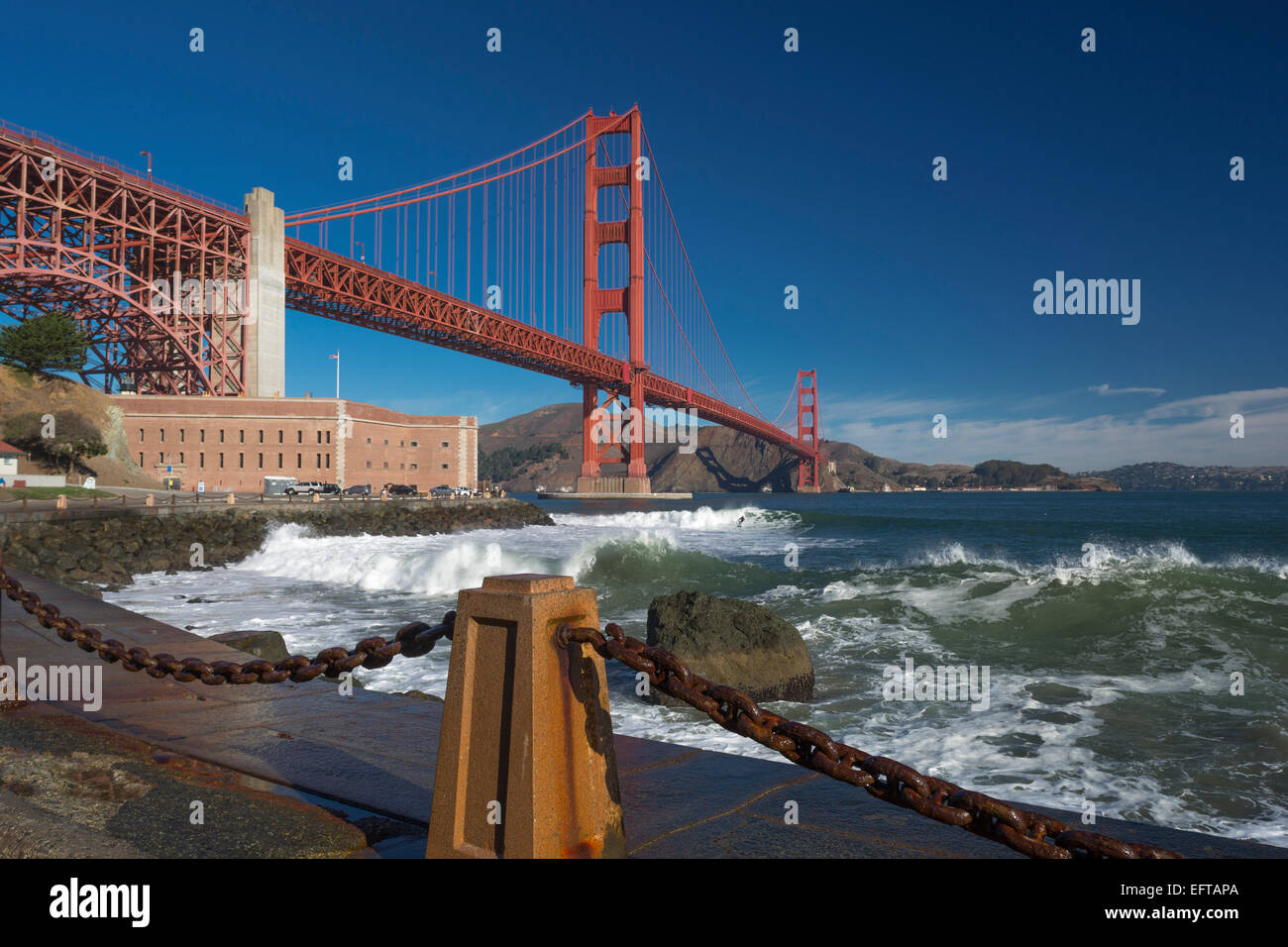 SURF SEAWALL FORT POINT GOLDEN GATE BRIDGE (©JOSEPH STRAUSS 1937) SAN ...