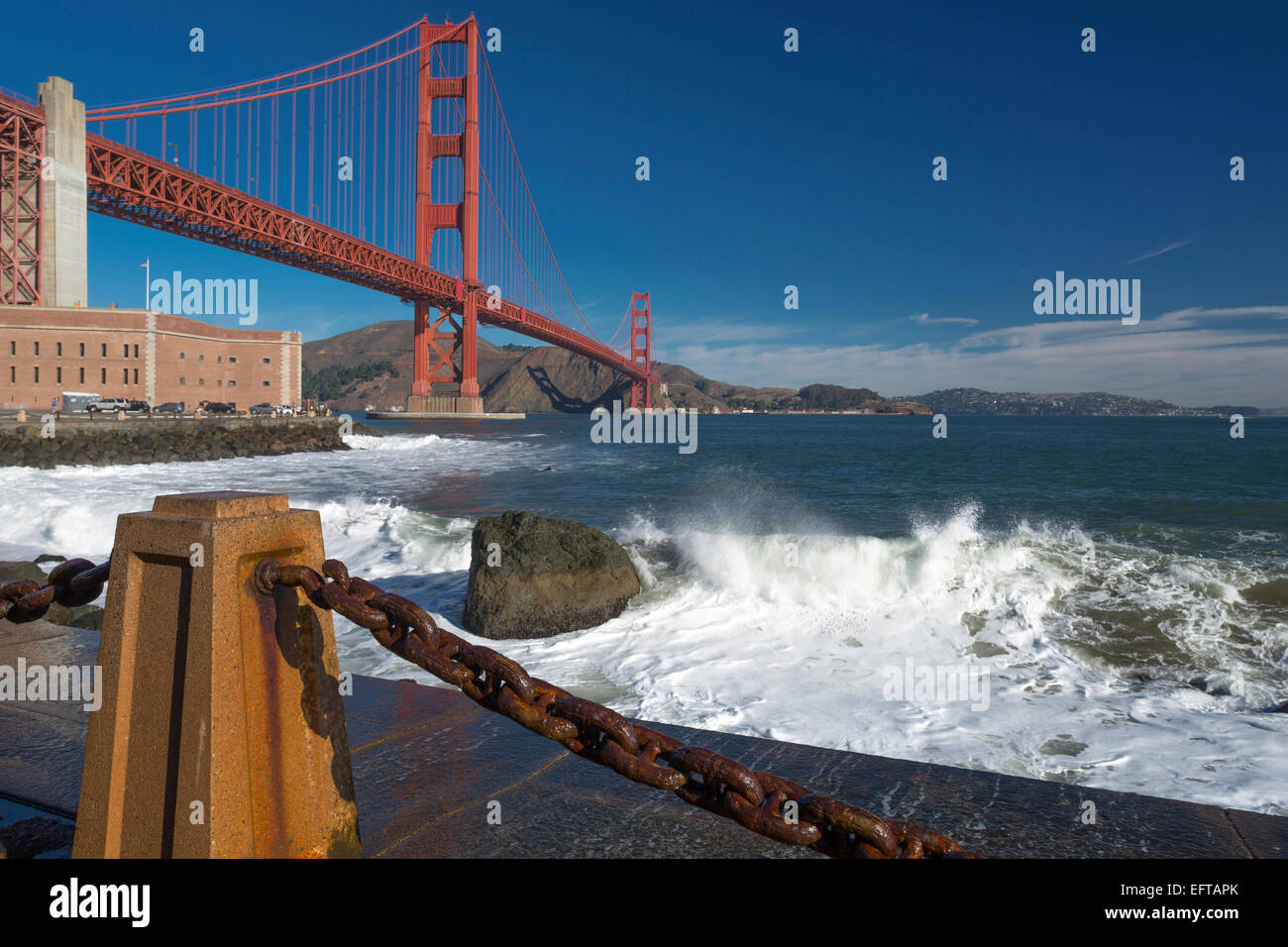 SURF SEAWALL FORT POINT GOLDEN GATE BRIDGE (©JOSEPH STRAUSS 1937) SAN ...