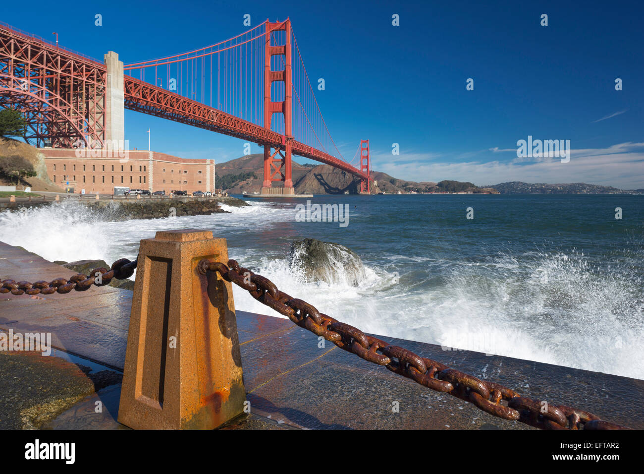 SURF SEAWALL FORT POINT GOLDEN GATE BRIDGE (©JOSEPH STRAUSS 1937) SAN ...