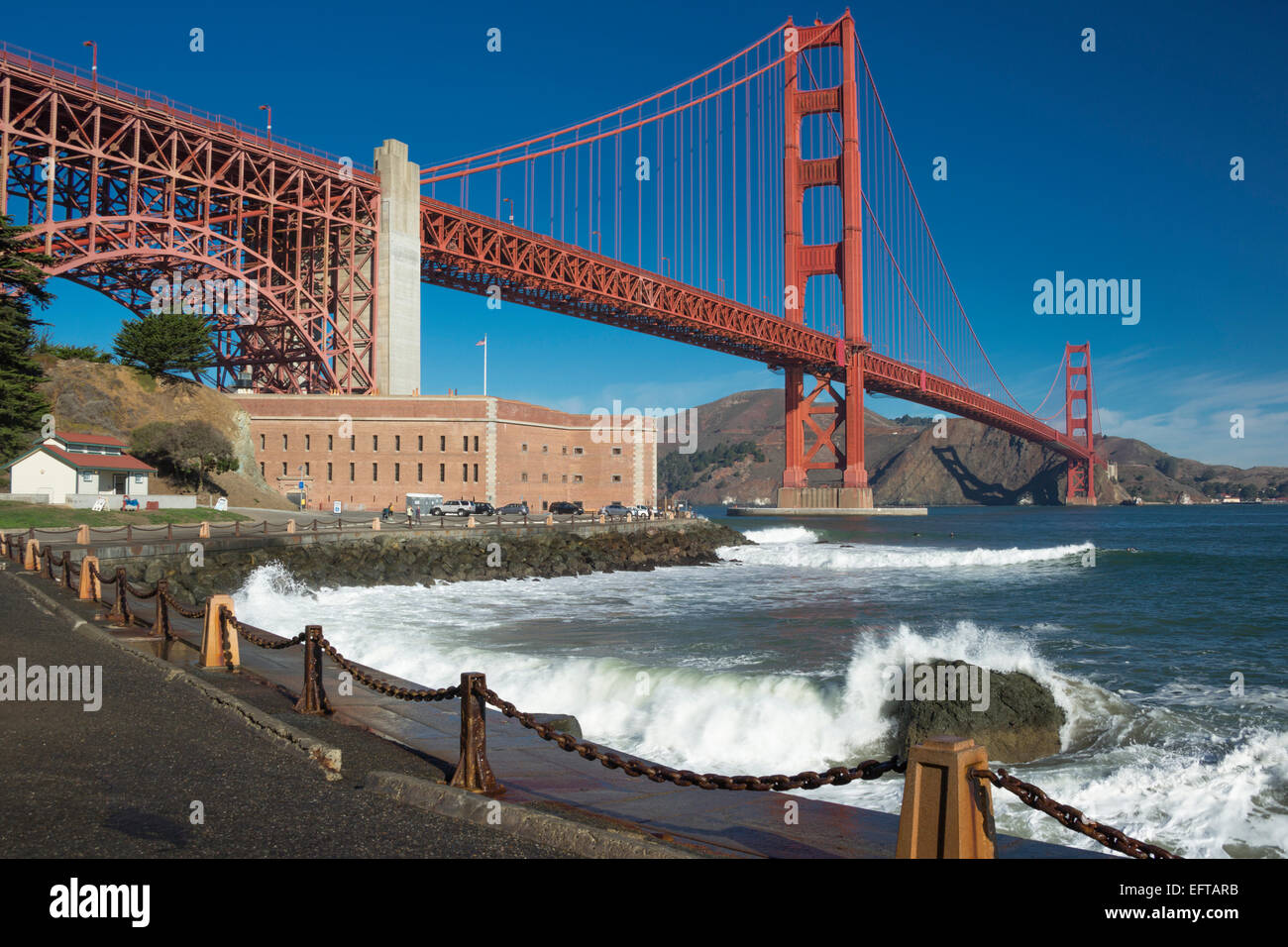 SURF SEAWALL FORT POINT GOLDEN GATE BRIDGE (©JOSEPH STRAUSS 1937) SAN ...