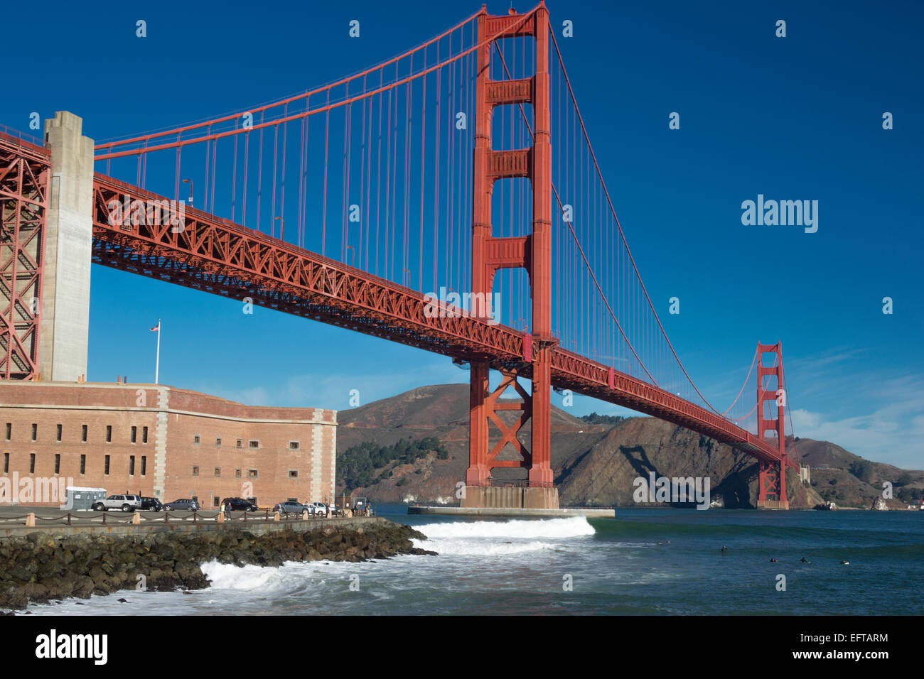 SURF SEAWALL FORT POINT GOLDEN GATE BRIDGE (©JOSEPH STRAUSS 1937) SAN ...