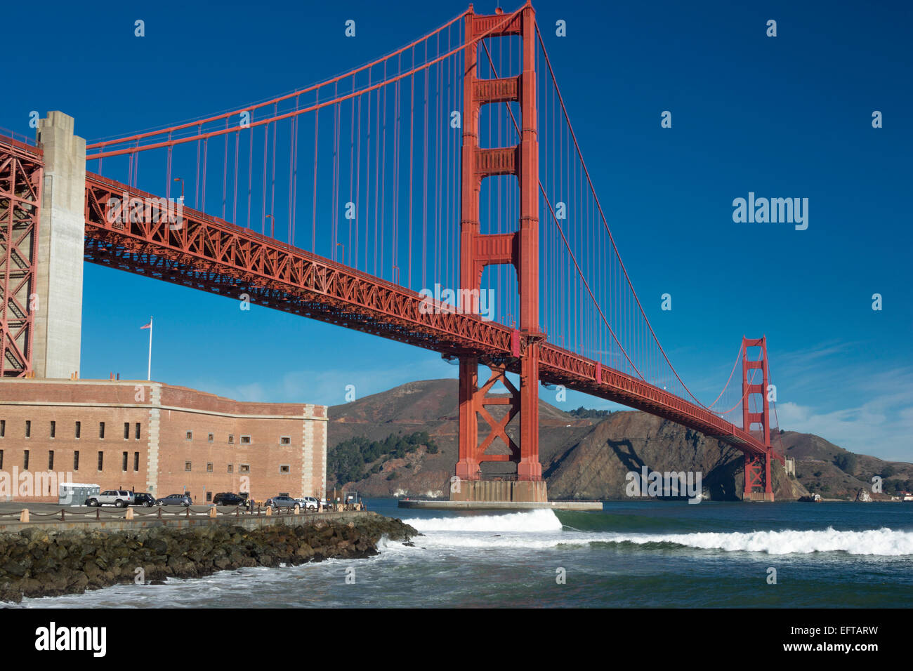 SURF SEAWALL FORT POINT GOLDEN GATE BRIDGE (©JOSEPH STRAUSS 1937) SAN ...
