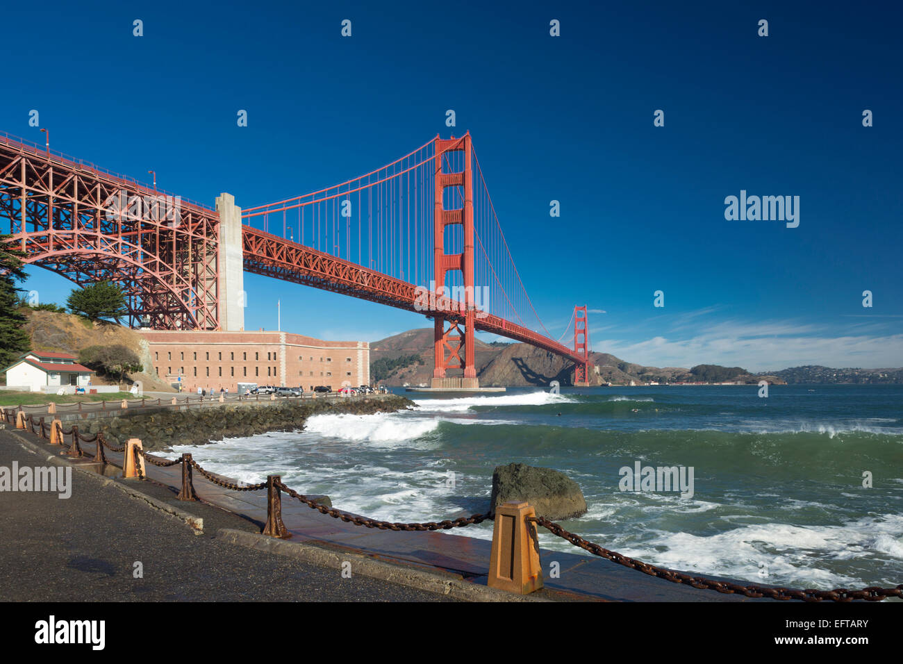 SURF SEAWALL FORT POINT GOLDEN GATE BRIDGE (©JOSEPH STRAUSS 1937) SAN ...