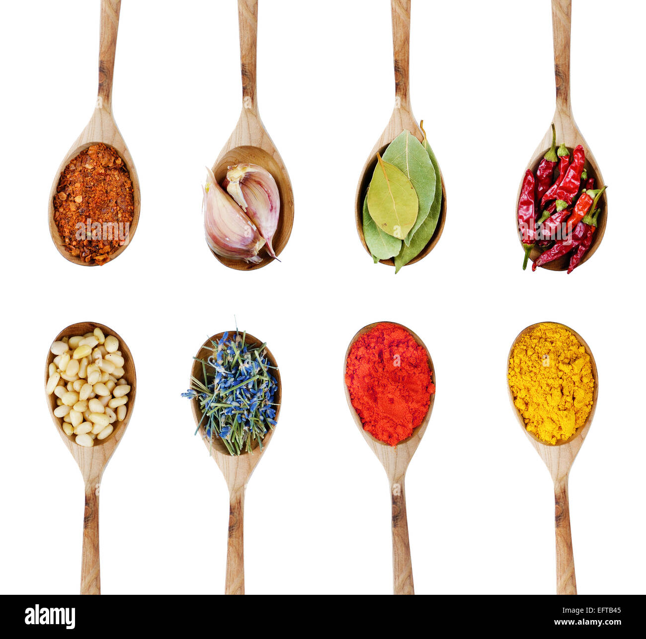 Different kinds of seasoning in the spoons Stock Photo - Alamy