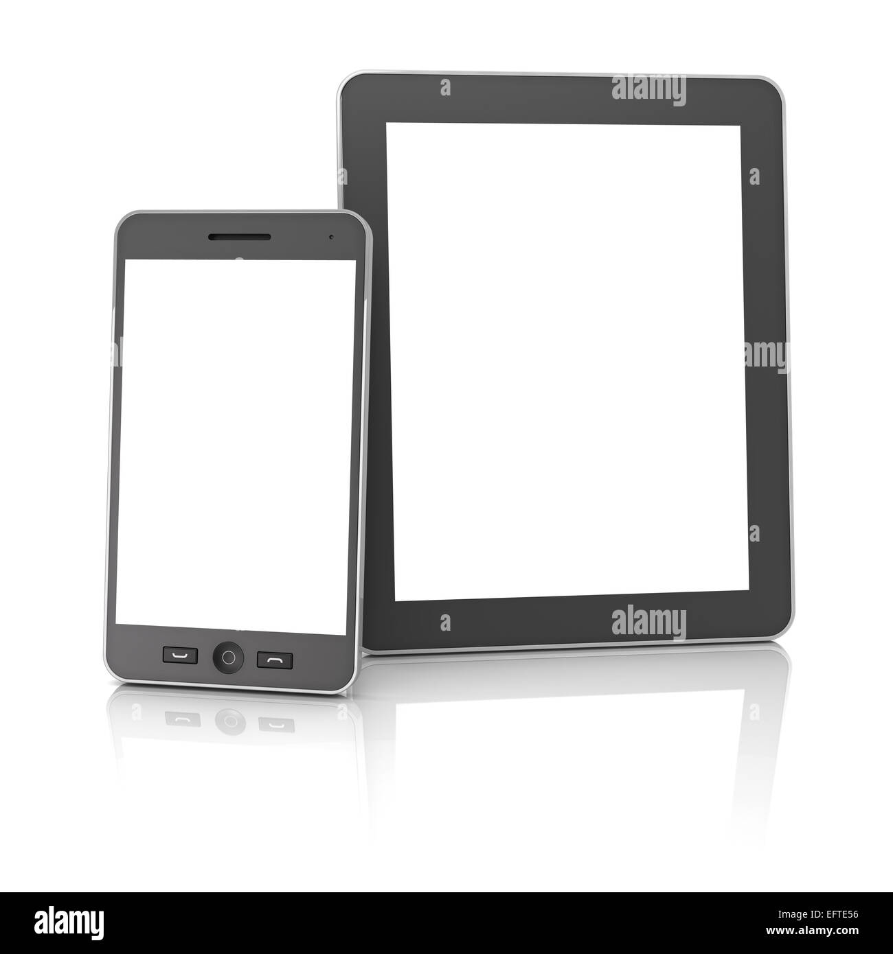 Generic digital tablet and smartphone against white background Stock ...