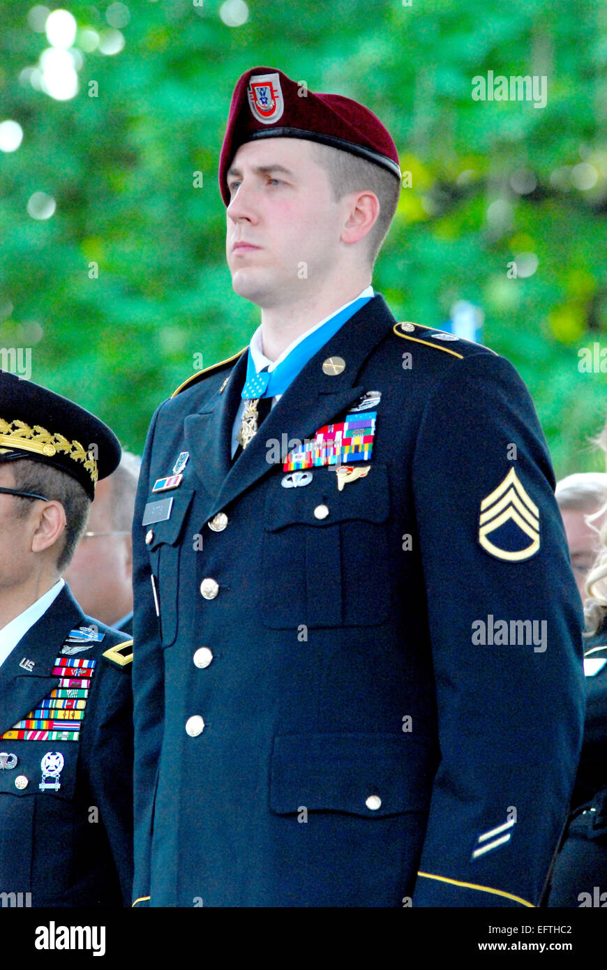 Medal of Honor recipient Staff Sgt. Ryan M. Pitts speaks at The Moving ...