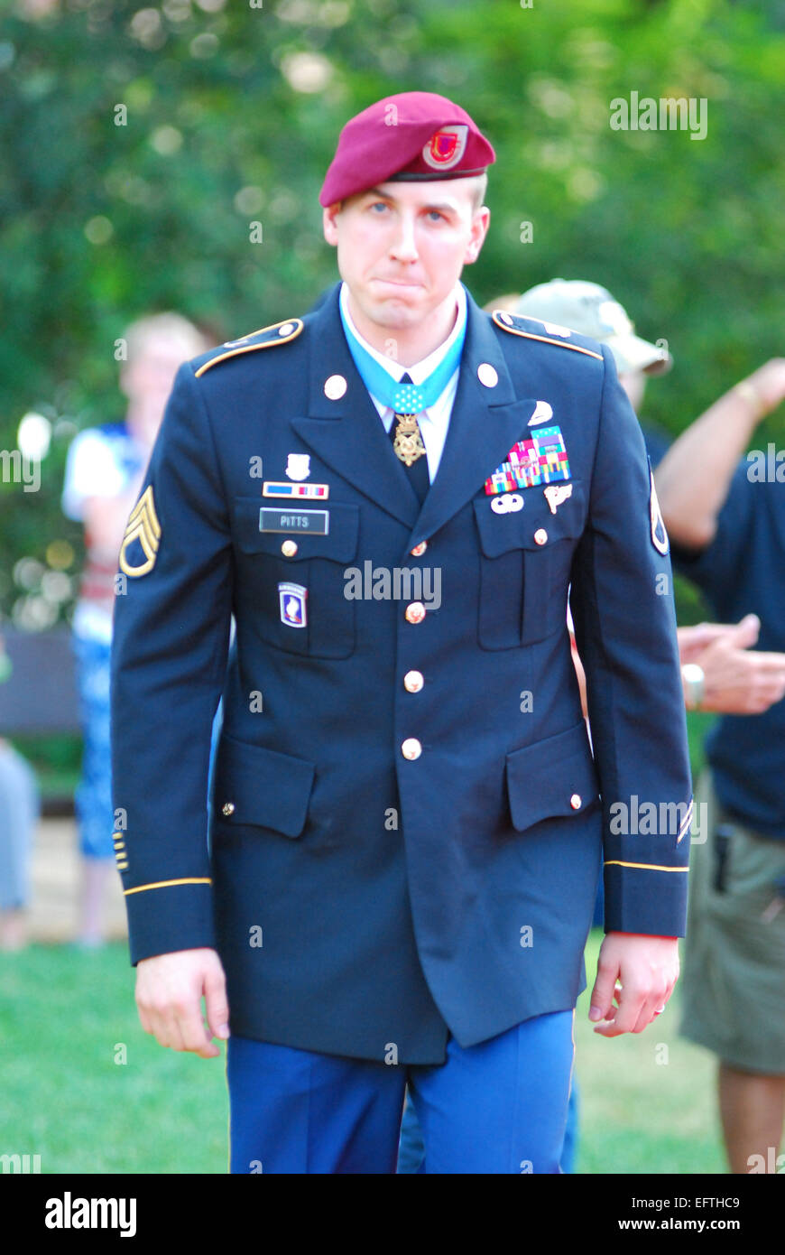 Medal of Honor recipient Staff Sgt. Ryan M. Pitts speaks at The Moving ...