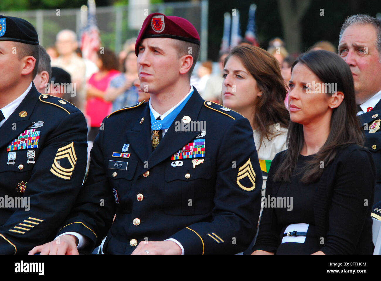 Medal of Honor recipient Staff Sgt. Ryan M. Pitts speaks at The Moving ...