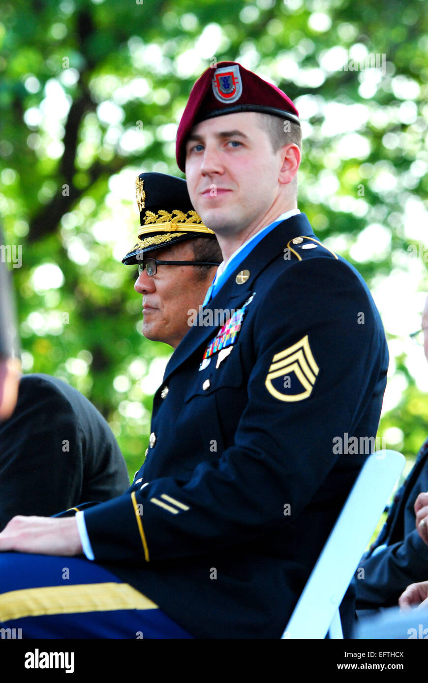 Medal of Honor recipient Staff Sgt. Ryan M. Pitts speaks at The Moving ...