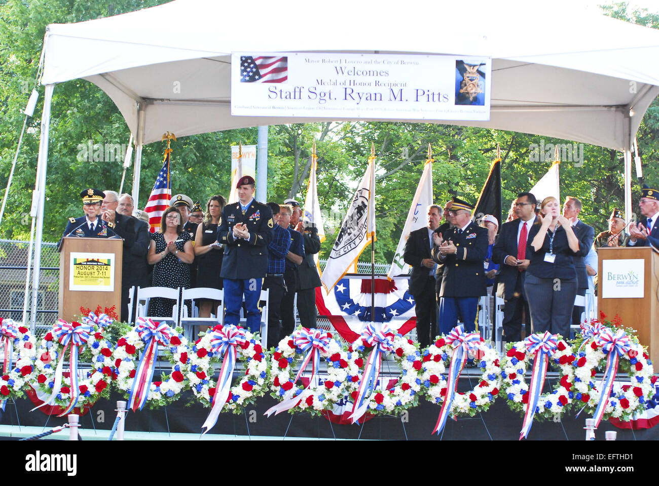 Medal of Honor recipient Staff Sgt. Ryan M. Pitts speaks at The Moving ...
